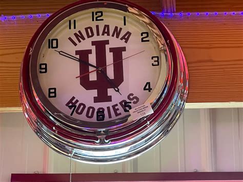 Lot Iu Hoosiers Neon Light Clock