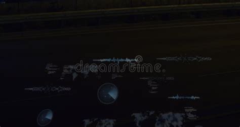 image of glitch technique over maps radars and computer language