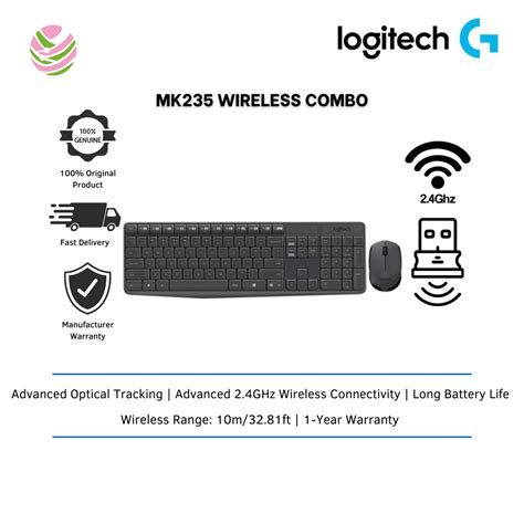 Logitech Mk235 Wireless Combo 920 007937 Plug And Play Nano Receiver Advanced 2 4ghz