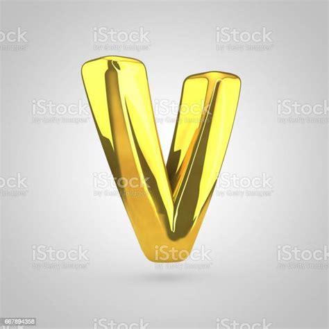 골든 문자 대문자 V 흰색 배경에 고립 0명에 대한 스톡 벡터 아트 및 기타 이미지 0명 3차원 형태 금 금속 Istock