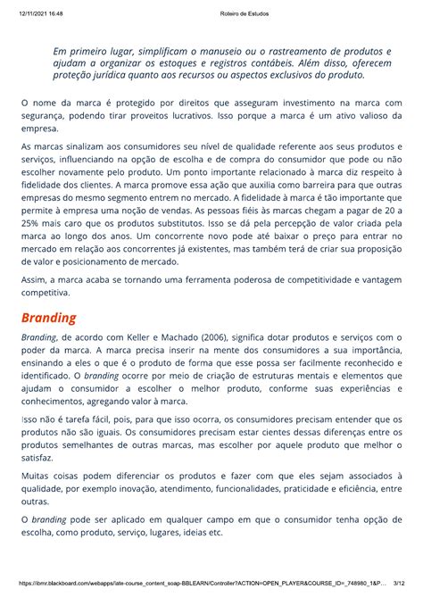 Roteiros De Estudos Identidade E Posicionamento De Marcas Gestão De