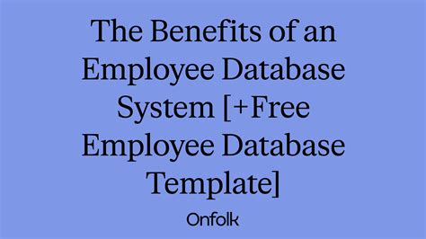 The Benefits Of An Employee Database System Free Employee Database