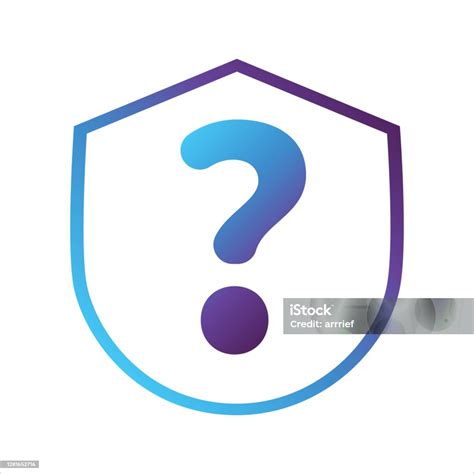 보안 쉴드 아이콘입니다 물음표 기호가 있는 방패 안전 문제의 개념 그라데이션 스타일 개요 벡터 일러스트레이션 벡터 아이콘 개념
