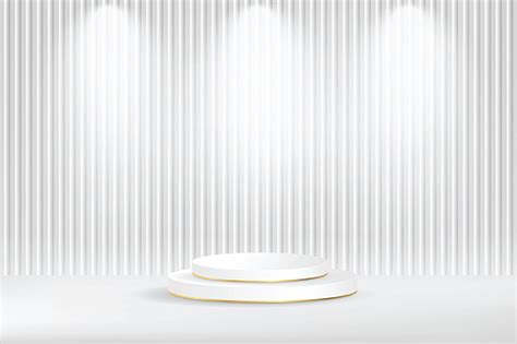 연단 추상적 배경 기하학적 모양흰색 색상 장면 최소 3d 렌더링 스포트라이트로 조명 된 둥근 연단 스톡 벡터 일러스트 레이 션 이미지 0명에 대한 스톡 벡터 아트 및 기타