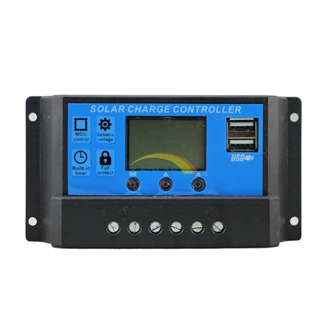Pwm 20a Solar Charge Controller 12v 24v Lcd Dual Usb 5v Mobile Charger Solar Panel Battery