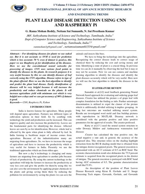 343 5 plant leaf disease detection using cnn and raspberry pi pdf