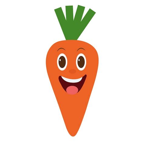 Premium Vector Cartoon Carrot Sticker Happy Face With White Background