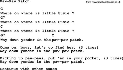 Top 1000 Folk And Old Time Songs Collection Paw Paw Patch Lyrics