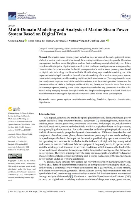 pdf multi domain modeling and analysis of marine steam power system