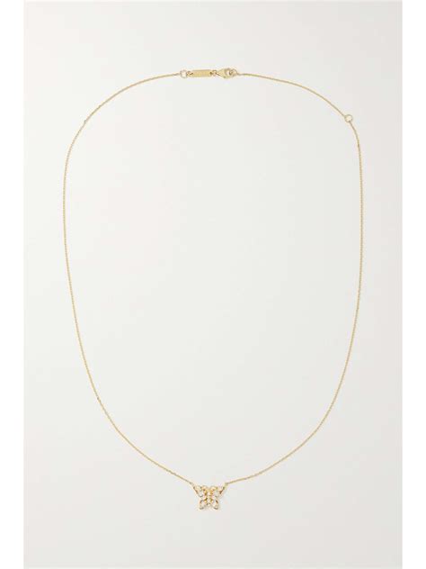 Suzanne Kalan Mini Butterfly 18 Karat Gold Diamond Necklace Net A Porter