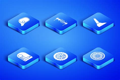 자동차 휠 거울 기어 시프터 쇼크 업소버 및 핸드 브레이크 아이콘을 설정합니다 벡터 3차원 형태에 대한 스톡 벡터 아트 및 기타 이미지 3차원 형태 가장자리 개념