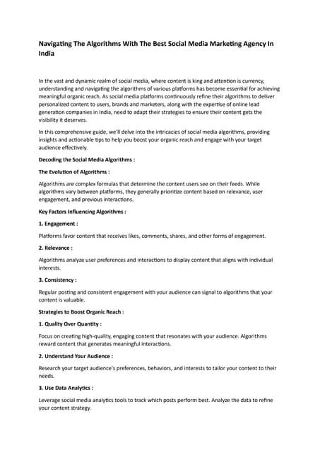 Navigating The Algorithms With The Best Social Media Marketing Agency