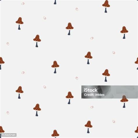 가을 숲 버섯 원활한 패턴 작은 식물이있는 귀여운 직물 인쇄 0명에 대한 스톡 벡터 아트 및 기타 이미지 0명 10월 가을 Istock
