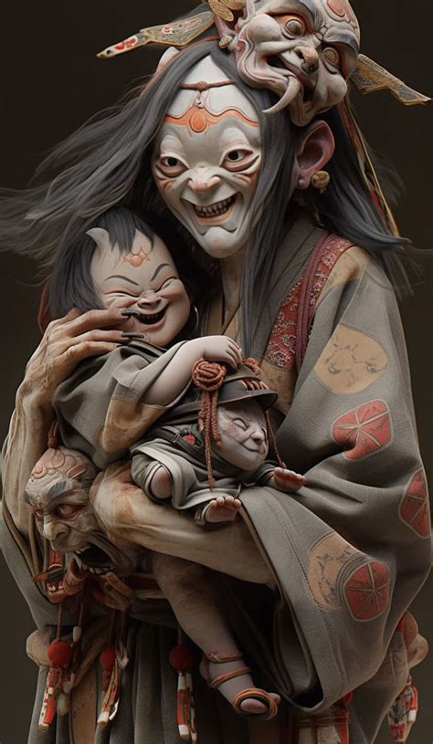 Futakuchi Onna Evil Japaneese Yokai Pirografia Demoni Sfondi