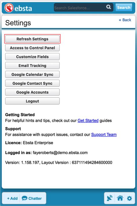 refresh your settings ebsta knowledge base
