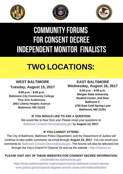 Community Forums For Consent Decree Independent Monitor Finalists