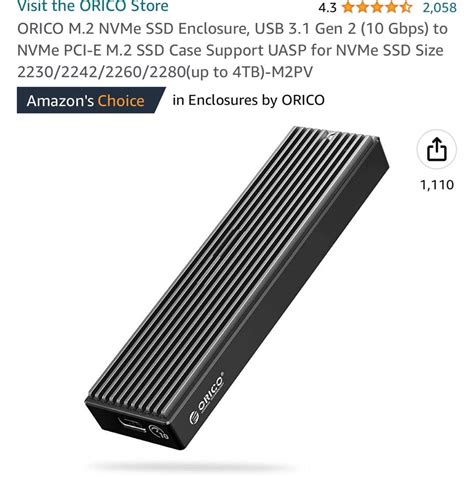 Orico M2 Nvme Ssd Enclosure Usb 31 Gen 2 10 Gbps To Nvme Pci E M2