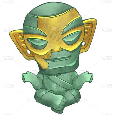 手绘 中国风三星堆文物形象贴纸8