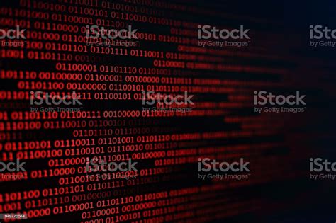 Red Binary Code Background Computer Problems Concept Black Background