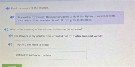 Solved Read The Source Of The Allusion In Classical Mythology