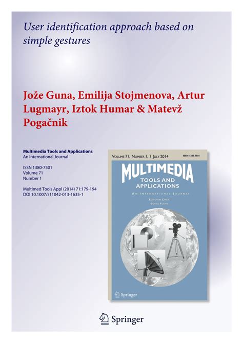 Pdf Intuitive Gesture Based User Identification System