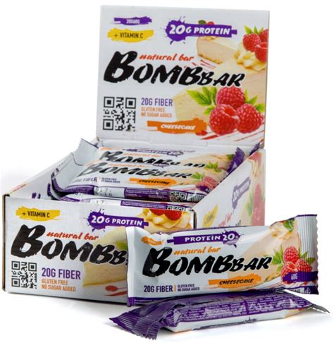 Оптом Bombbar Протеиновый батончик (20 шт в уп) 60 г малиновый чизкейк ...