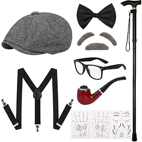 Atazua Hiwooii 11 Pieces Old Man Costume Accessories Grandpa Want It All