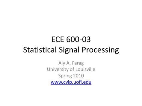 Pdf Statistical Signal Processing · Lecture 1 Signal Hierarchy