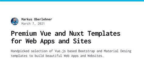 Premium Vue And Nuxt Templates For Web Apps And Sites Markus Oberlehner