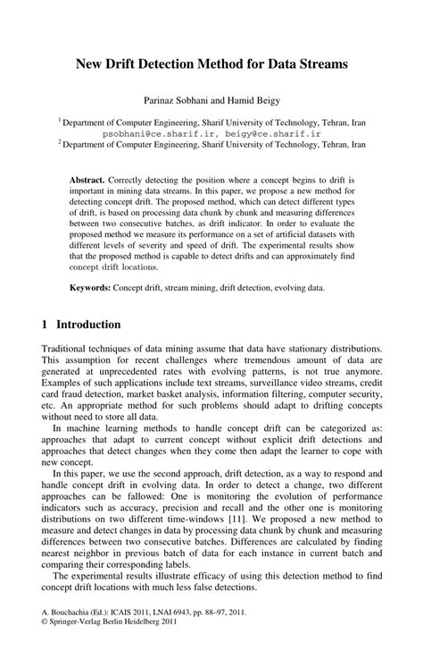Pdf New Drift Detection Method For Data Streams