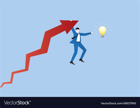A Businessman Hangs Rising Arrow To Grab Vector Image