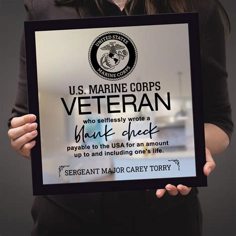Blank Check Custom Military Retirement Plaque Personalized Marine