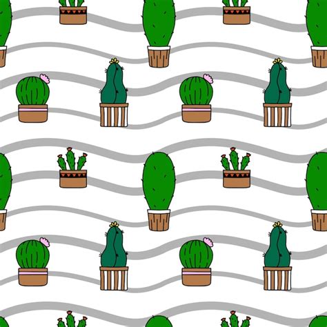 Modèle De Cactus Sans Couture Enfantin Modèle De Cactus Cactus En Pots
