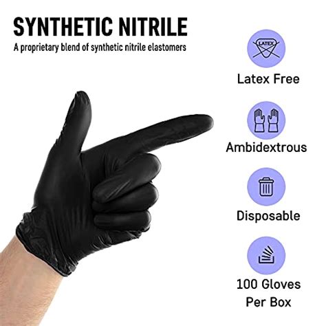 Synthetic Nitrile Black Disposable Gloves Medium 100 Pk No Latex Medical Gloves Pricepulse