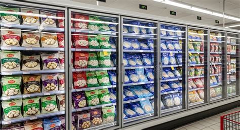 Frozen Dumplings In Supermarket Freezer Food Shopping Stock