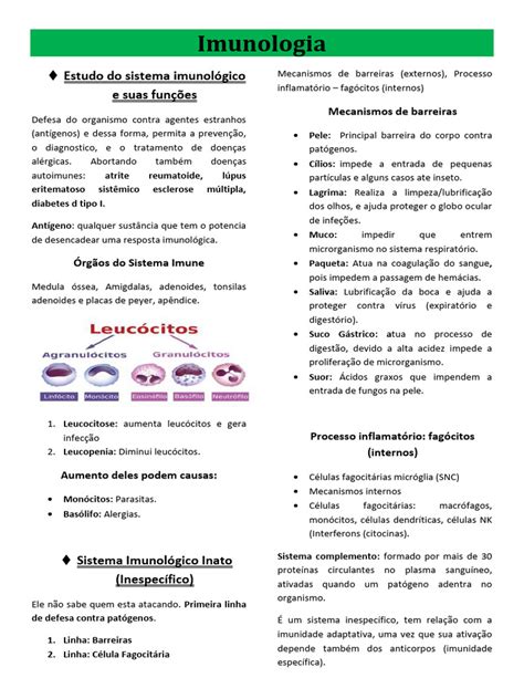 Resumo Imunologia Pdf Sistema Imunológico Linfócito