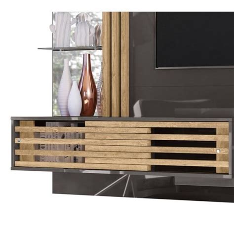 Painel Bancada Para Tv At Polegadas Frizz Supreme Titanio Carvalho Madetec Madeiramadeira