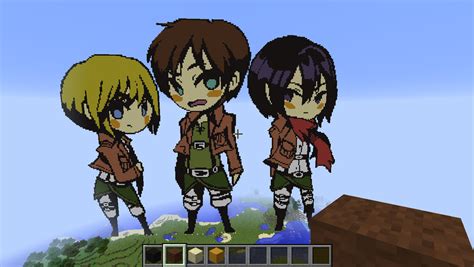 Eren Armin Mikasa Minecraft Pixel Art By Micfal On Deviantart