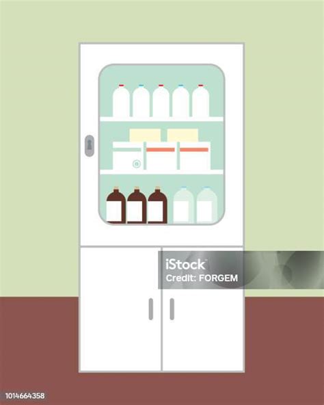 ตู้สีขาวสําหรับยาที่มีไว้สําหรับการปฐมพยาบาลด้วยการปิดประตูด้วยแว่นตา