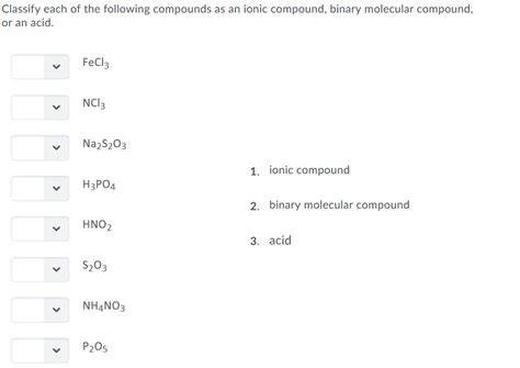 Solved Classify Each Of The Following Compounds As An Ionic