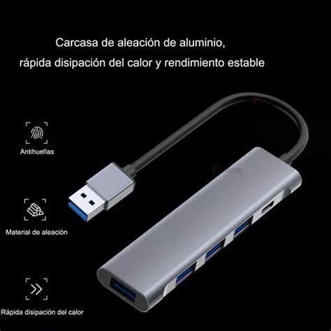 Hub Usb 4 Puertos Multipuerto Adaptador Type C Convertidor En Venta En