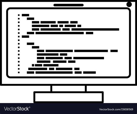 Monochrome Silhouette Of Lcd Monitor With Screen Vector Image