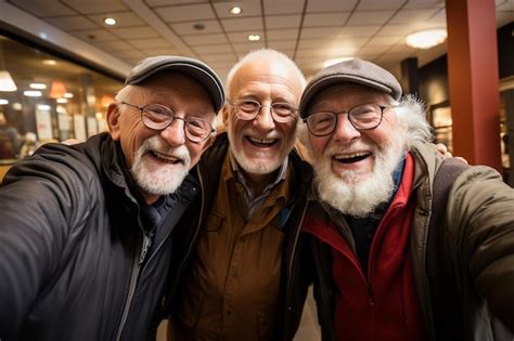 Premium Ai Image Selfie Of A Group Of Nice Old Men Having Fun
