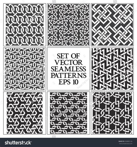 Set Monochrome Seamless Patterns Swatches Abstract Stock Vector Royalty Free 658885126