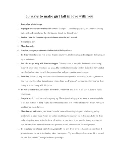 50 Ways To Make Girl Fall In Love With You Pdf