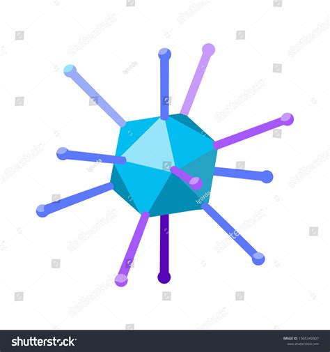 Adenovirus Isometric Illustration Isolated On White Stock Vector