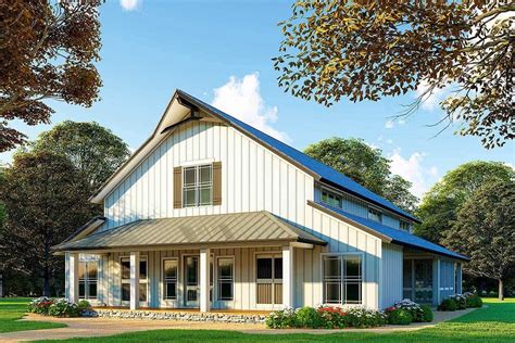 Op Barndominium geïnspireerd landhuis met 2 verdiepingen en 3