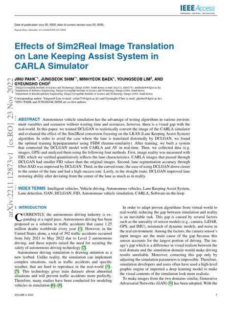 effects of sim2real image translation on lane keep pdf simulation