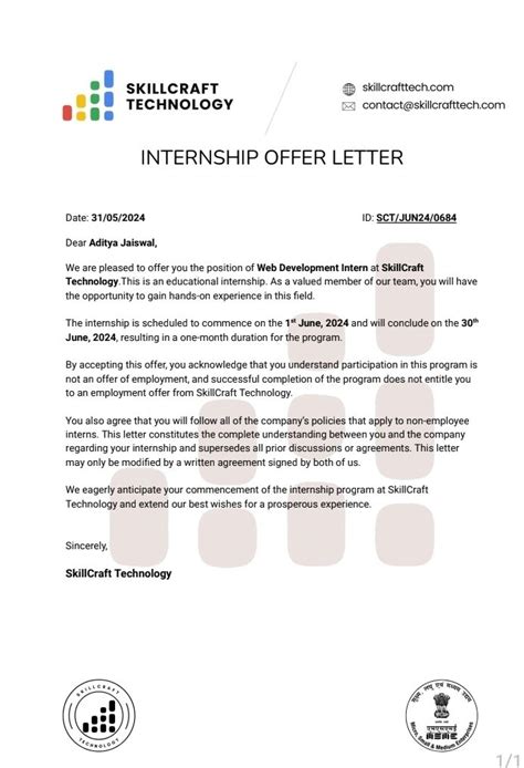 aditya jaiswal on linkedin web intern skillcraft