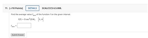 Solved Find The Average Value Fave Of The Function F On The Chegg